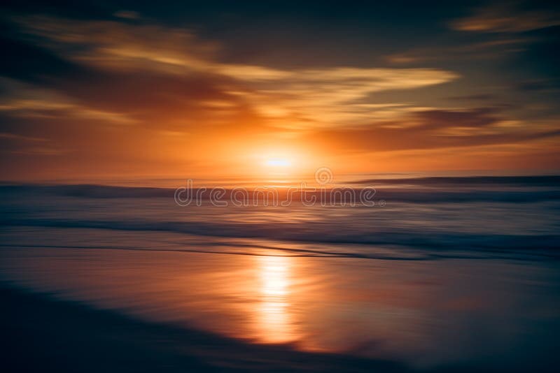 Abstract Seascape. Red Sunset, Motion Blur Stock Photo - Image of dark ...