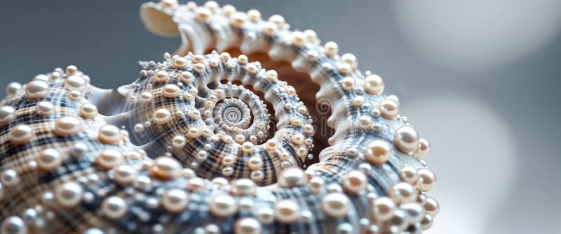 Abstract Seashell Design with Pearls and Spiral Stock Photo - Image of ...