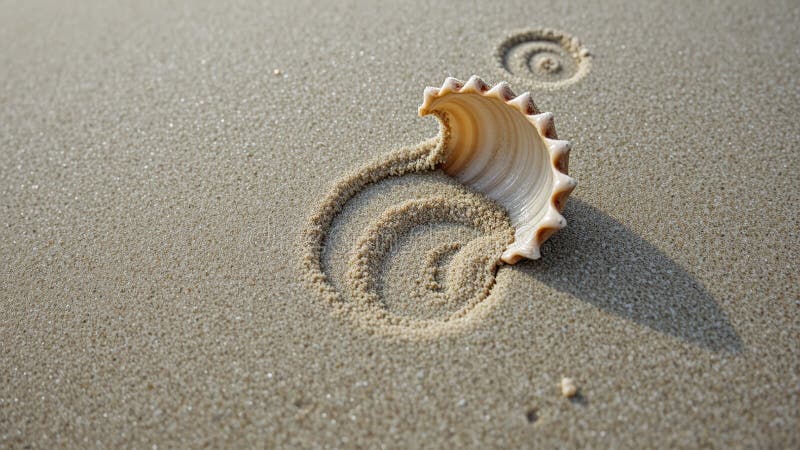 Abstract Seashell Prints on a Sandy Shore a Detailed Study of Natures ...