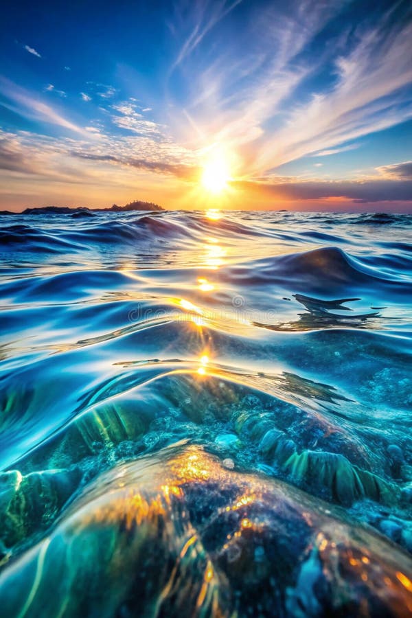 Abstract Seawater Flow with Light Exposure Stock Illustration ...