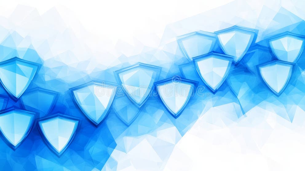 Abstract Security Background, Blue and White Protection Shields, Soft ...