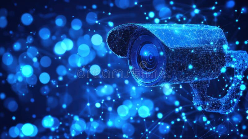 Abstract Security Camera, Digital Network, Bokeh Background Stock ...
