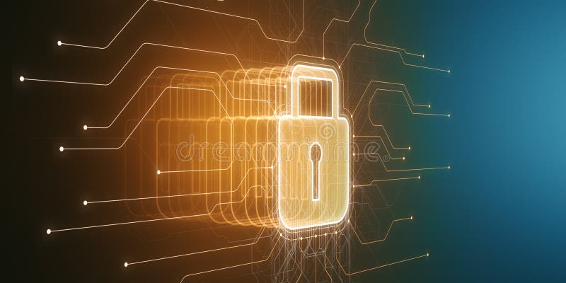 Abstract Security Concept with Digital Lock Visualization in Orange ...