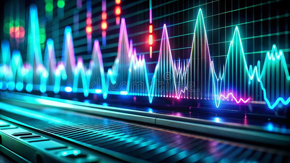 Abstract Seismogram and Oscilloscope Waveform Patterns a LowLight ...