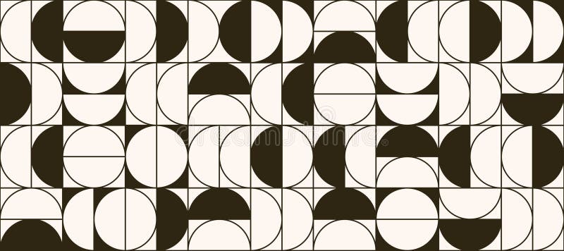 Abstract Semicircle Seamless Pattern. Monochrome Geometric Half Circle ...