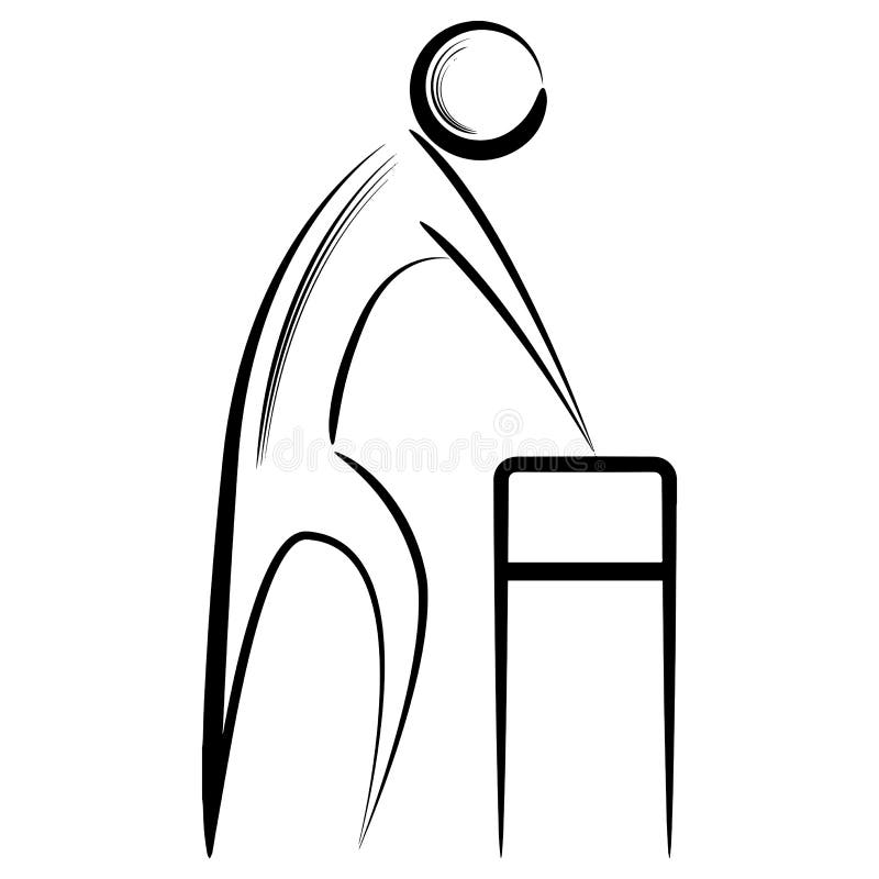 Senior man using a walker stock illustration. Illustration of japanese ...