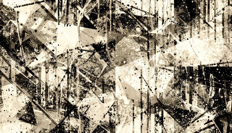 Abstract Sepia Geometric Collage: Interlocking Shapes and Lines Stock ...