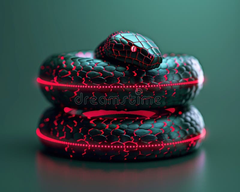 Abstract Server Attack: Minimalist Red Snake Wrapped Around White Icon ...