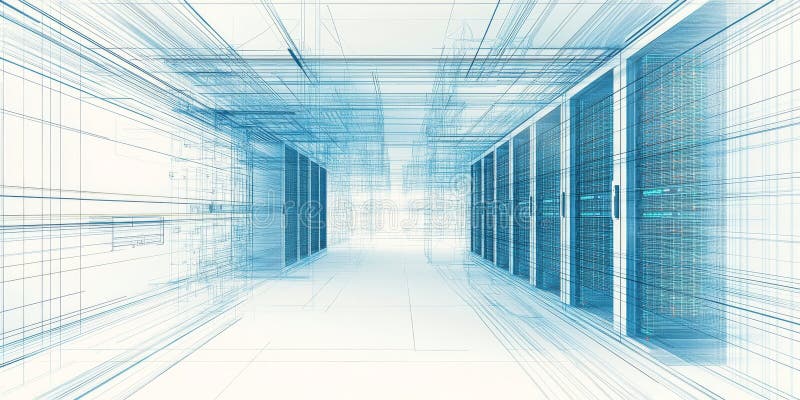 Futuristic Server Room: Data Center Blueprint with Network ...