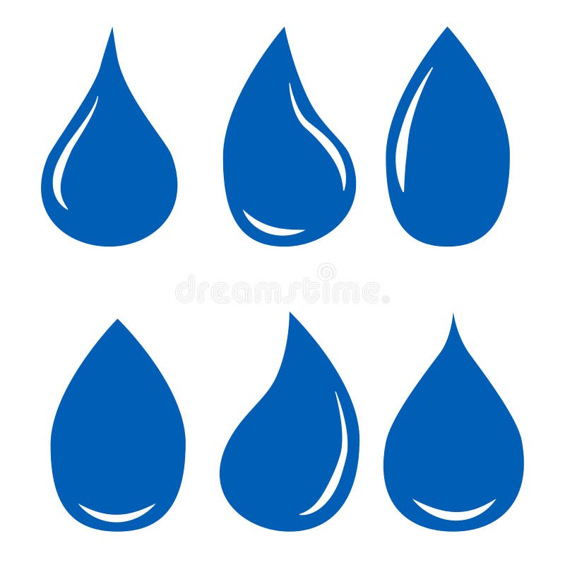 Abstract Set of Blue Water Drop Icon on White Background Stock Vector ...