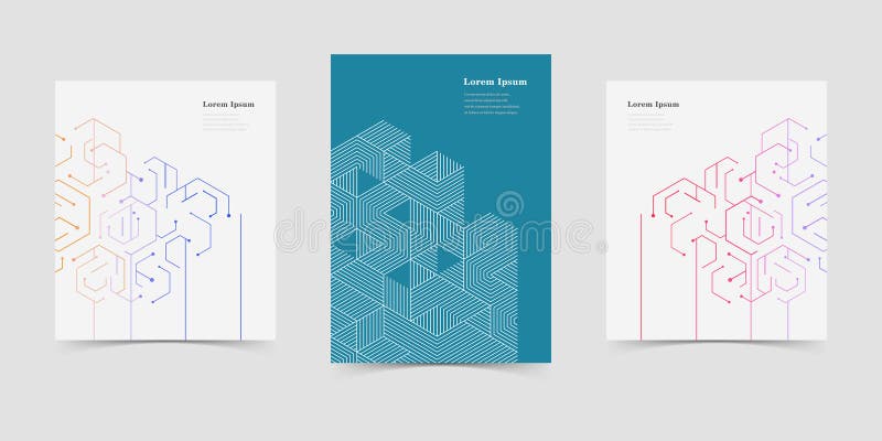 Abstract Set of Brochure. Geometric Buildings Background. Technological ...