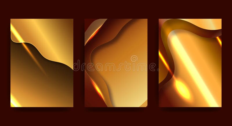 A4 Abstract Set of Golden 3d Paper Illustrations. . Bright Gradients ...