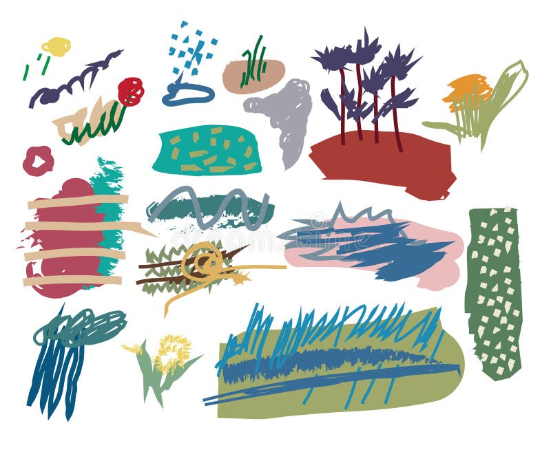 Abstract Set Isolated on White Elements Spring Floral Art. Stock Vector ...