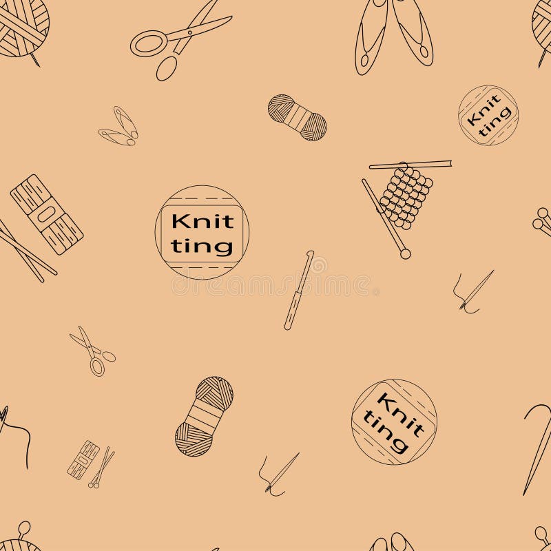 Abstract Set with Knitting Crafts Pattern for Decoration Design. Stock ...