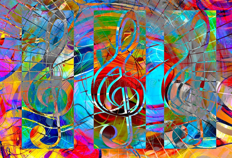 Abstract Set of Music Clefs and Lines with Notes, Music Theme Graphic ...