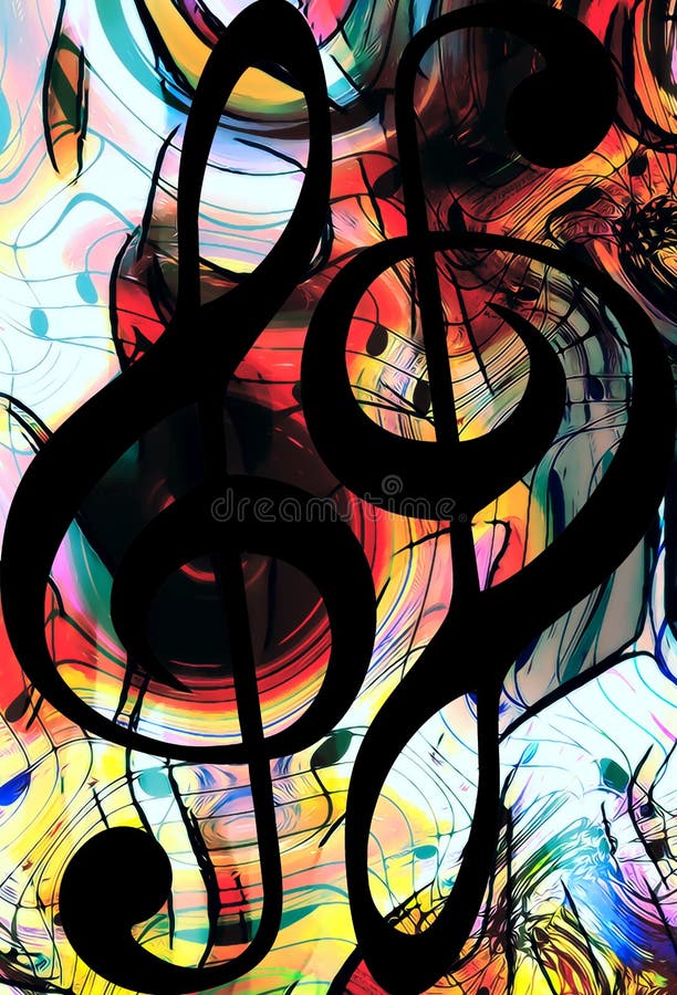 Abstract Set of Music Clefs and Lines with Notes, Music Theme Graphic ...