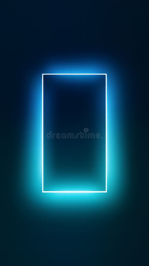 Abstract Setting with Glowing Rectangular Frame on Deep Blue Background ...