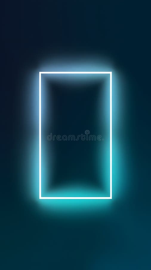 Abstract Setting with Glowing Rectangular Frame on Deep Blue Background ...