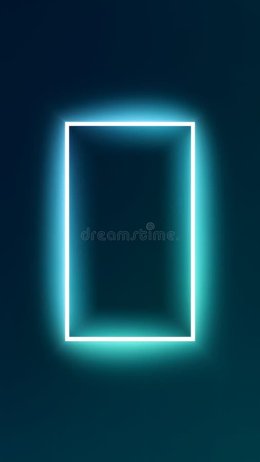 Abstract Setting with Glowing Rectangular Frame on Deep Blue Background ...
