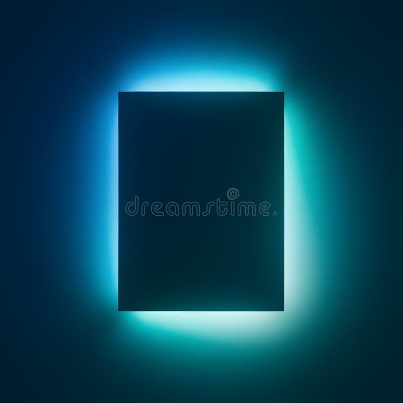 Abstract Setting with Glowing Rectangular Frame on Deep Blue Background ...