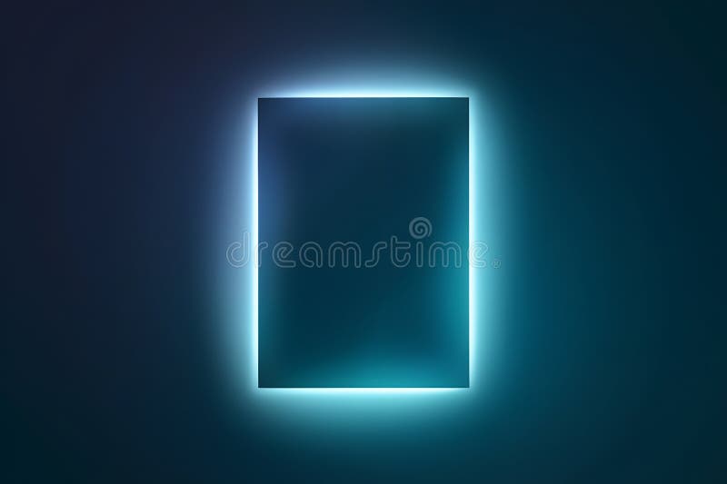 Abstract Setting with Glowing Rectangular Frame on Deep Blue Background ...