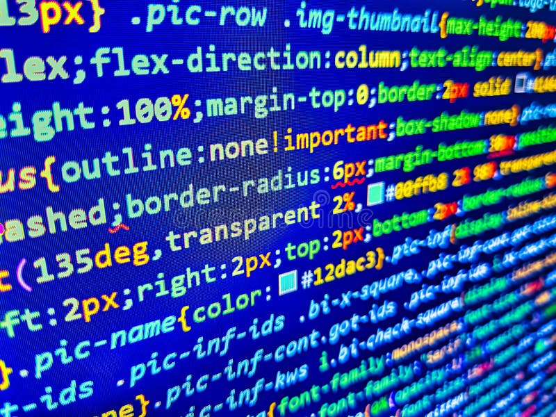 Computer Source Code and Stock Graph Chart on Monitor Screen. Modern Internet Web Technology and ...
