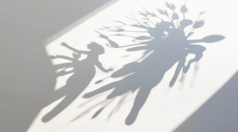 Abstract Shadow Art Dynamic Figures and Organic Shapes on White ...