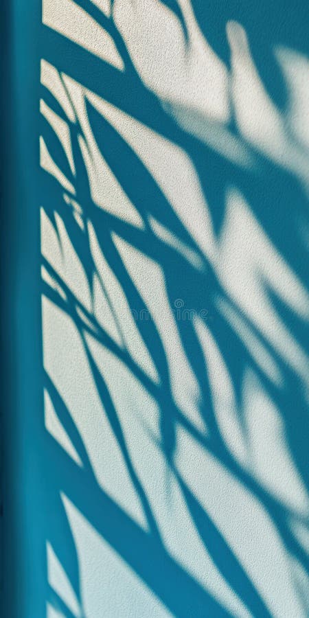 Abstract Shadow Patterns of Tropical Leaves on a Turquoise Wall, AI ...