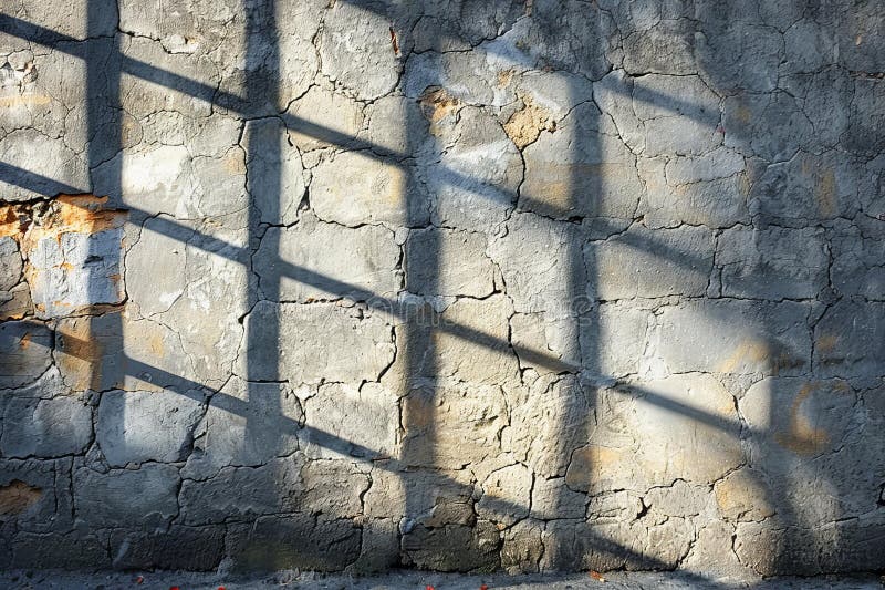 Abstract Shadow of Prison Bars on Concrete Wall Background, Grey Color ...