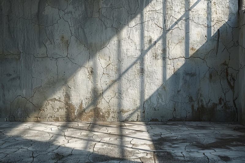 Abstract Shadow of Prison Bars on Concrete Wall Background, Grey Color ...