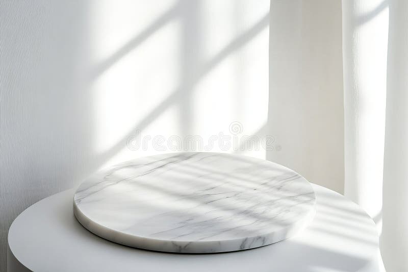 Abstract Shadow of Round Marble Table Top on White Wall for Product ...