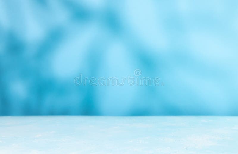 Abstract Shadow on Table Top and Blue Wall Background. Blurred Backdrop ...