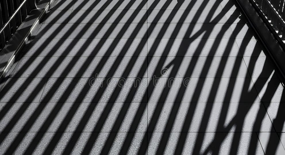 Abstract Shadows and Light Pattern on Tiles Creating Linear Design ...