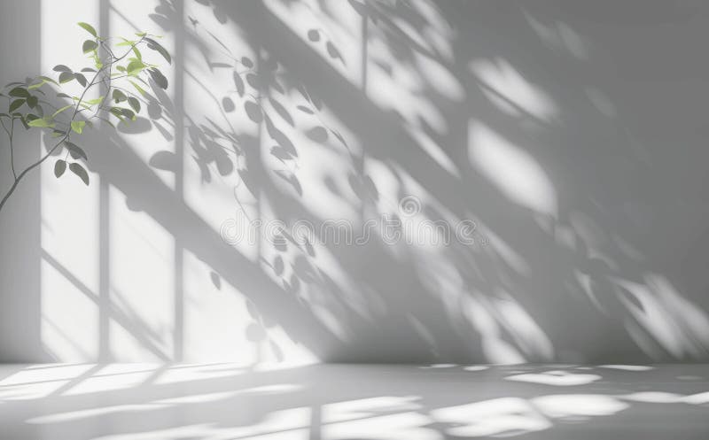 Abstract Shadows of Window and Tree Leaves on White Wall for Design ...