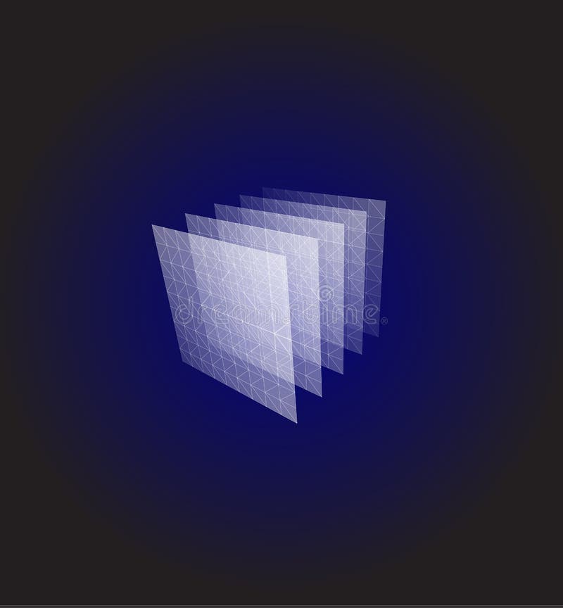 Abstract Shape. Blue Geometric Visualization, Layers Cube. 3d ...