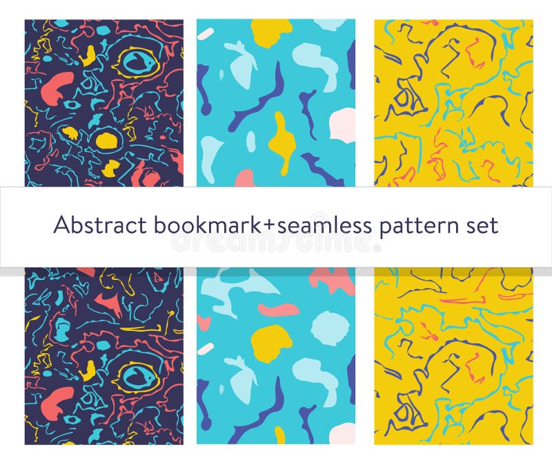 Abstract Shape Bookmark and Seamless Pattern Set. Stock Vector ...