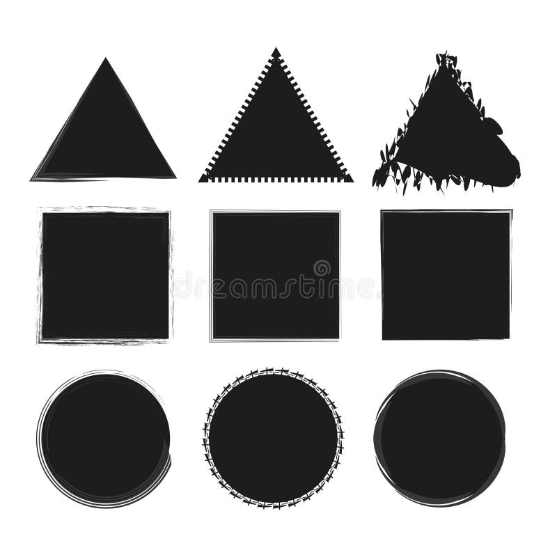 Abstract Shape Collection. Triangle, Square, and Circle Icons. Grunge ...