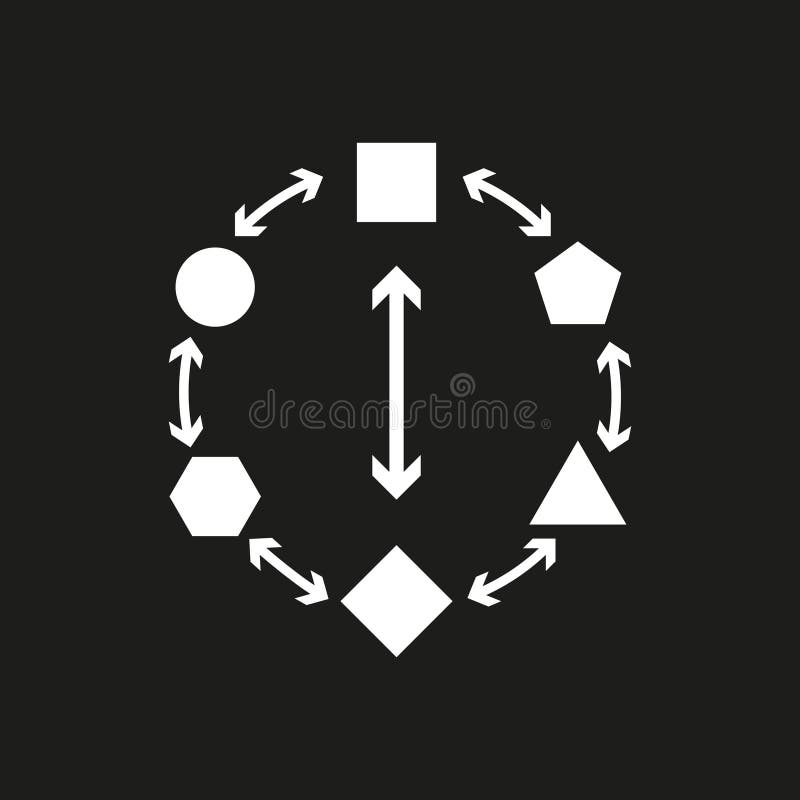 Abstract Shape Diagram. Geometric Symbol Sequence. White Icons on Black ...