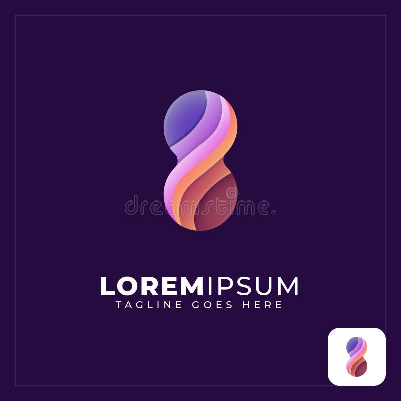 Abstract Shape Logo. Infinity Eight Initial Number Colorful Gradient ...