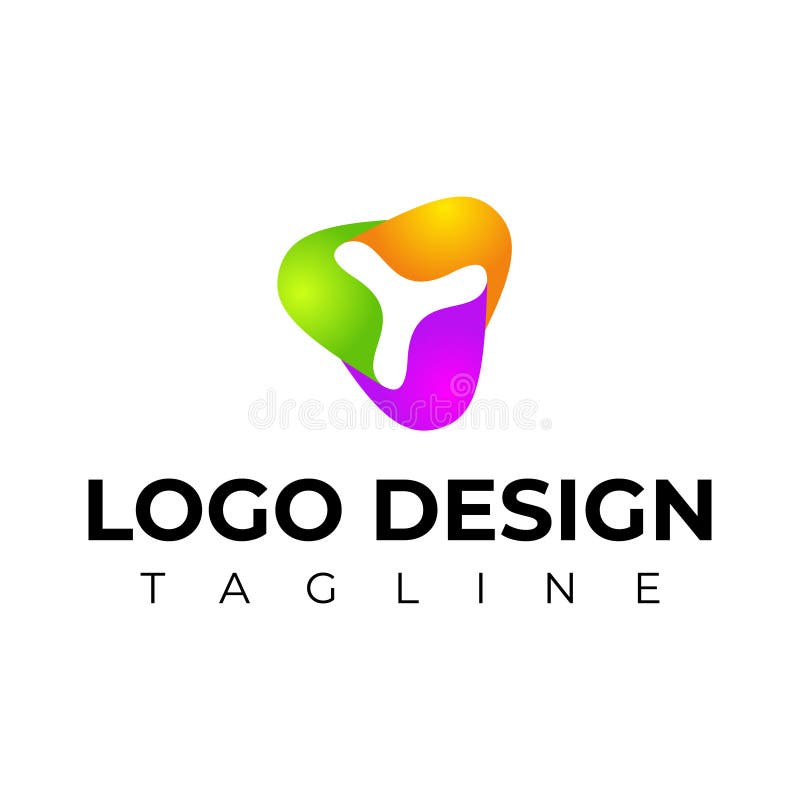 An Abstract Shape Logo with Three Different Segments in Different Color ...