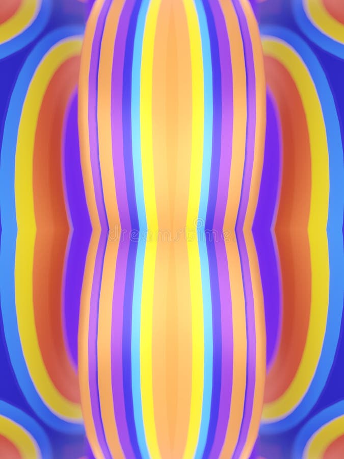 Abstract Shape with Neon Stripes. 3d Rendering Digital Illustration ...