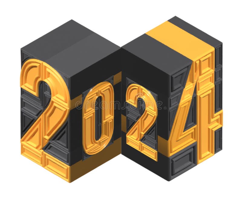 Abstract Shape 2024 Number Realistic 3D Render Stock Illustration ...