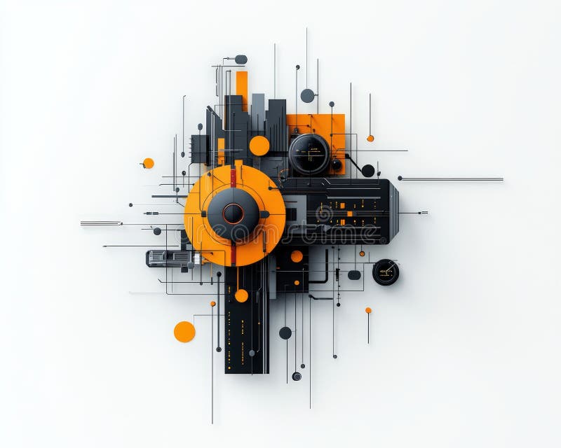 Abstract Shape with Orange and Black Elements Isolated Stock ...