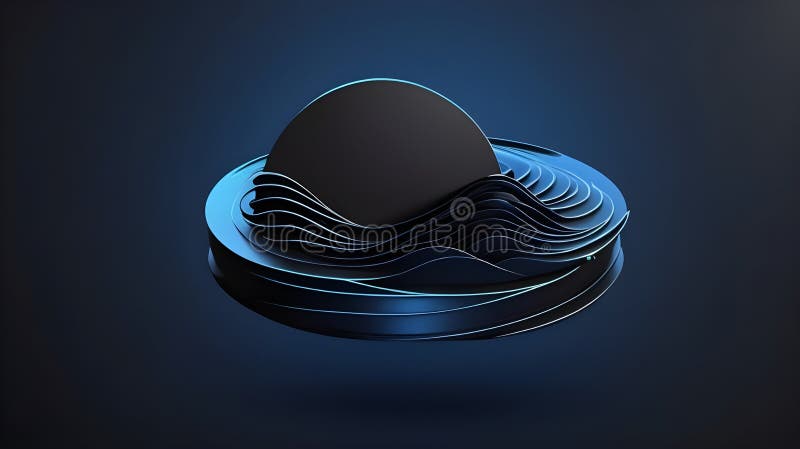 Abstract Shape on Platform with Wavy Stripes Stock Illustration ...