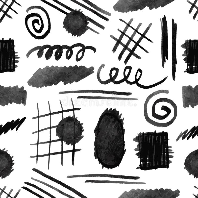 Abstract Shape Sketchy and Scribble Hand Drawn Pencil Doodles Seamless ...