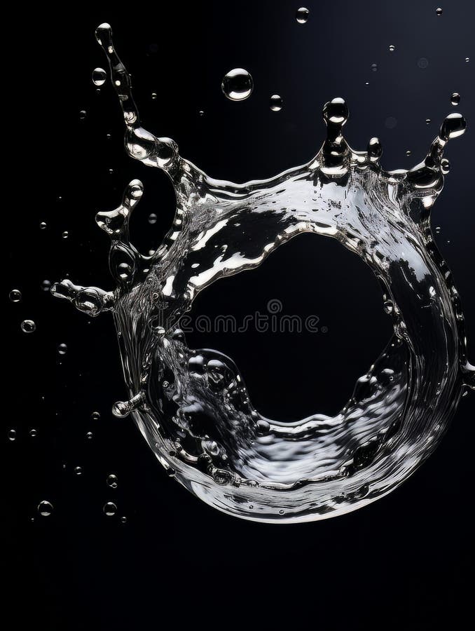 Abstract Shape Water Drop on Black Background Close Up AI Stock Image ...
