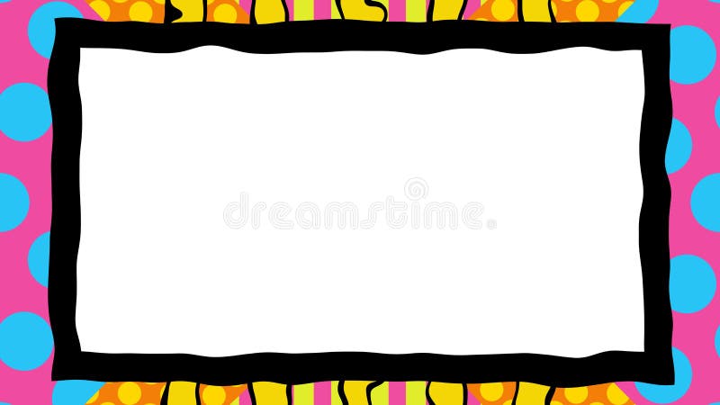Abstract Shapes and Circles Screen Border Frame, White Background, 3D ...