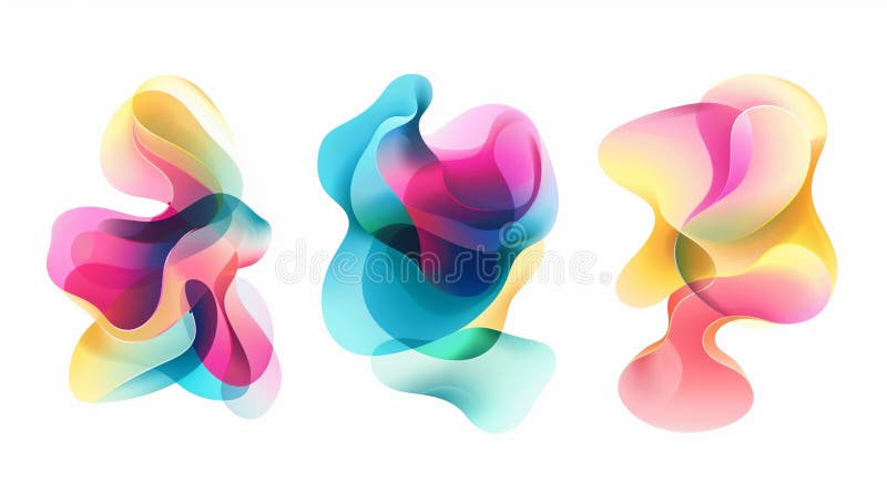 Abstract Shapes, Colorful Fluid Forms Isolated on a White Background ...