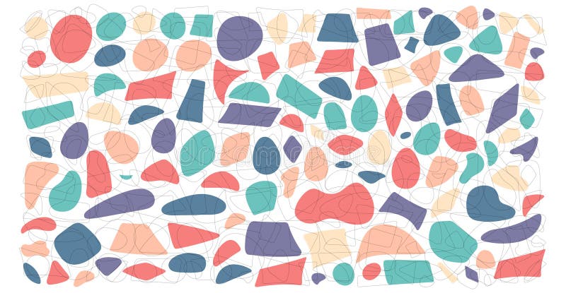 Abstract and Random Shapes Forming Doodle Style Abstract Background ...