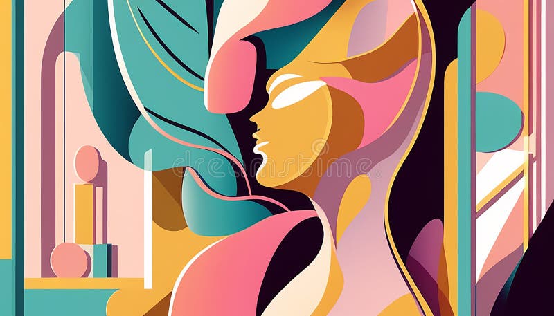 Abstract Shapes Create Cheerful Modern Backdrop Generated by AI Stock ...